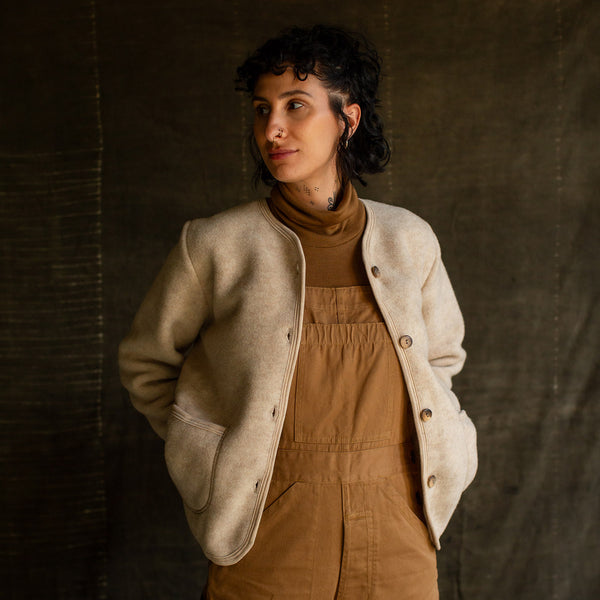 Women’s Merino Wool Fleece Jacket in beige - sizes UK6-16 – MamaOwl