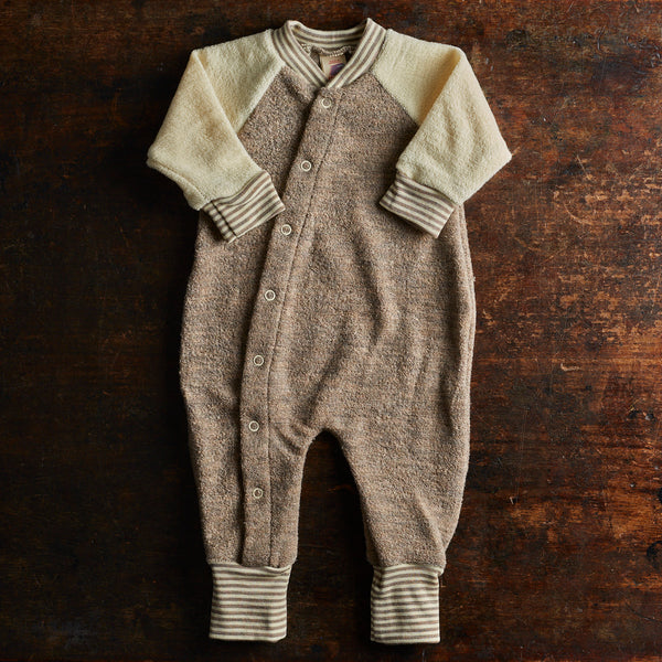 Baby/Kids’ Merino Wool Terry Pyjamas in brown/white - sizes 0mth-6yrs ...