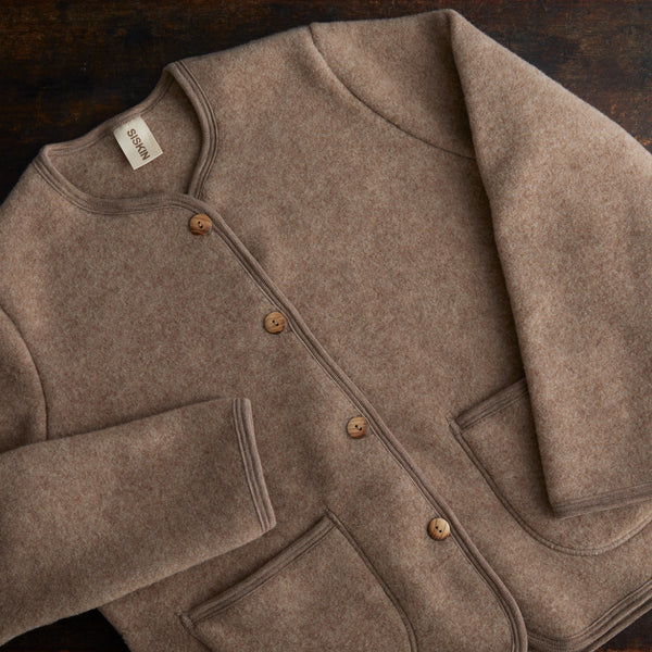 Women’s Merino Wool Fleece Jacket in brown - sizes UK6-16 / EU34-44 ...