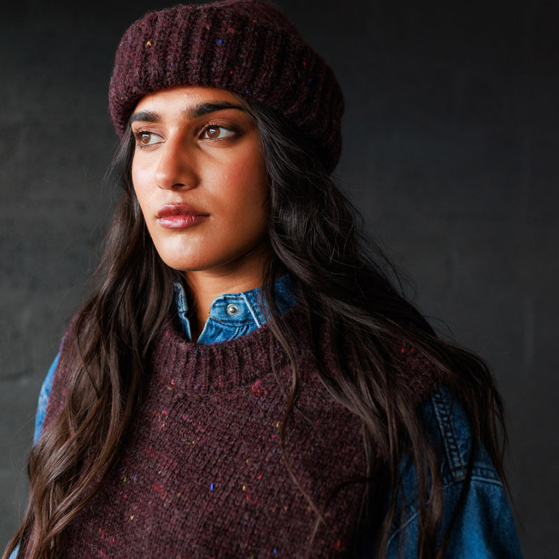 Women's Alpaca/Merino Wool/Cotton Moya Beanie - Fig – MamaOwl