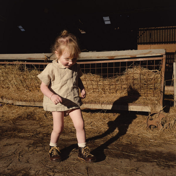 Baby Linen Tunic Top in brown - sizes 3 months-2 years – MamaOwl