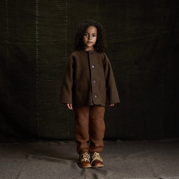 Children’s Boiled Merino Wool Jacket in brown - sizes 3-10 years – MamaOwl