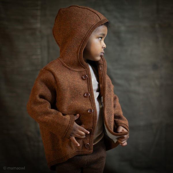 Baby/Kids’ Boiled Merino Wool Jacket in brown - sizes 6 mth-10 yrs ...