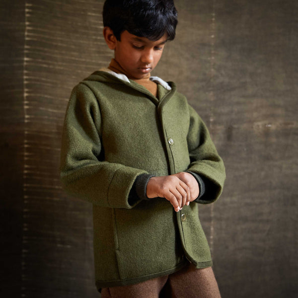 Baby/Kids’ Boiled Merino Wool Jacket in green - sizes 6 mth-10 yrs ...